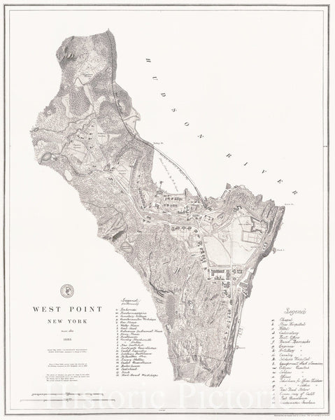Historic Map : U.S. Coast Survey Map of West Point Military Academy, N ...