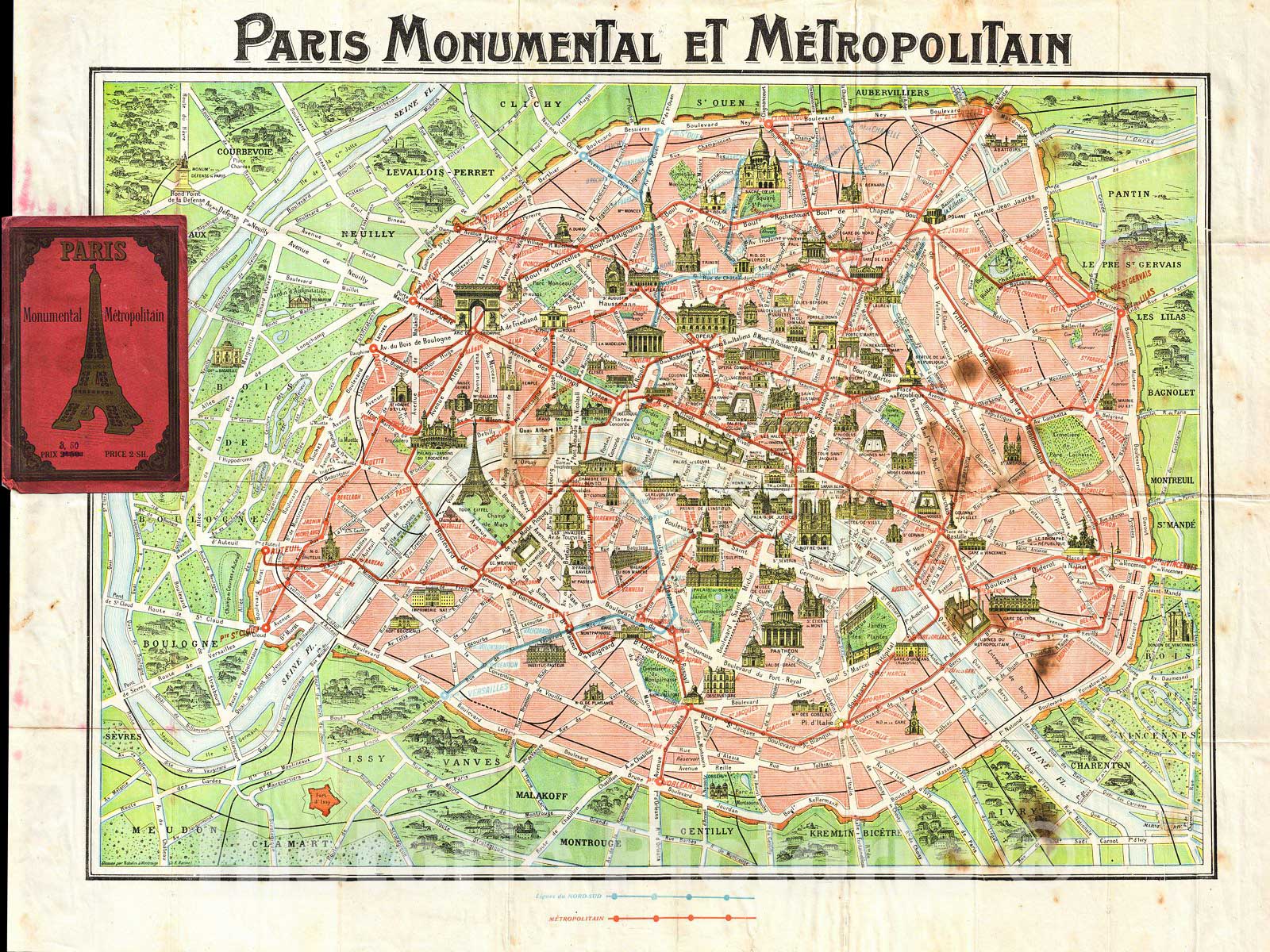 Historic Map : Robelin Map of Paris, France, 1920, Vintage Wall Art ...