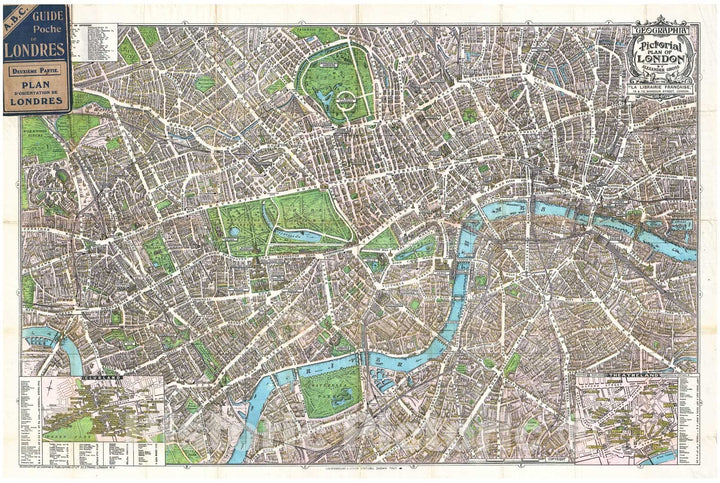 Historic Map : Geographia Pictorial Map of London, England, 1924, Vint ...