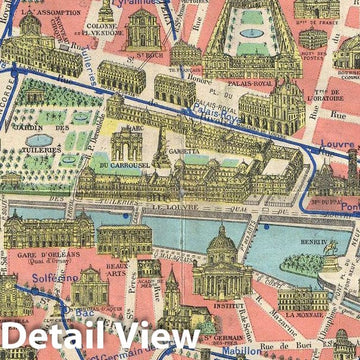 Historic Map : Leconte Map of Paris wMonuments and Map of The Expositi ...