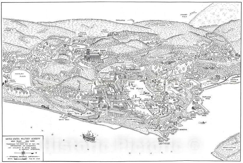 Historic Map : Cumberpatch View or Map of West Point Military Academy ...