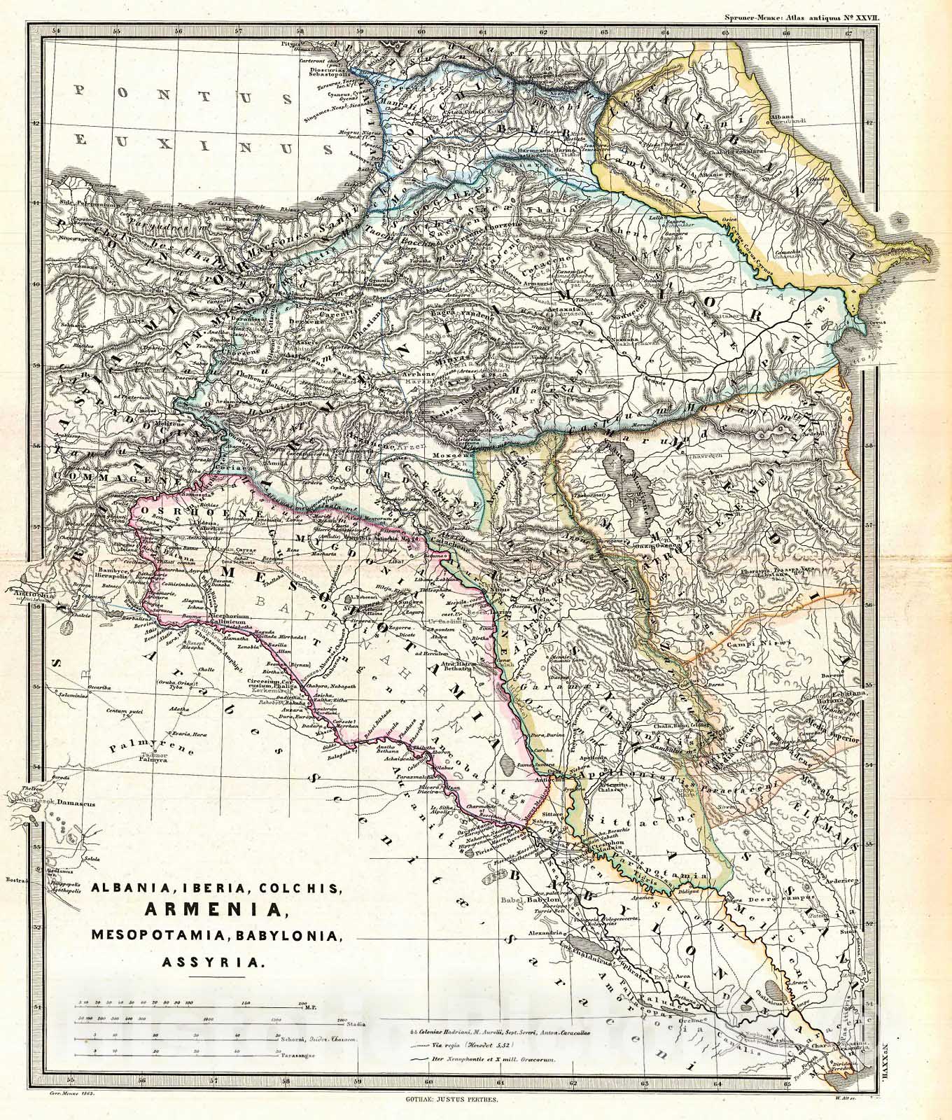 Historic Map : Spruner Map of The Caucasus and Iraq in Antiquity , 196 ...
