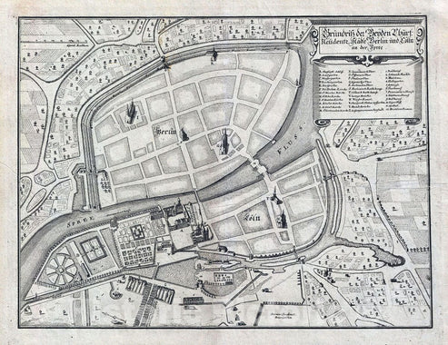 Historic Map : Memhardt Map of Berlin, Germany, 1652, Vintage Wall Art ...