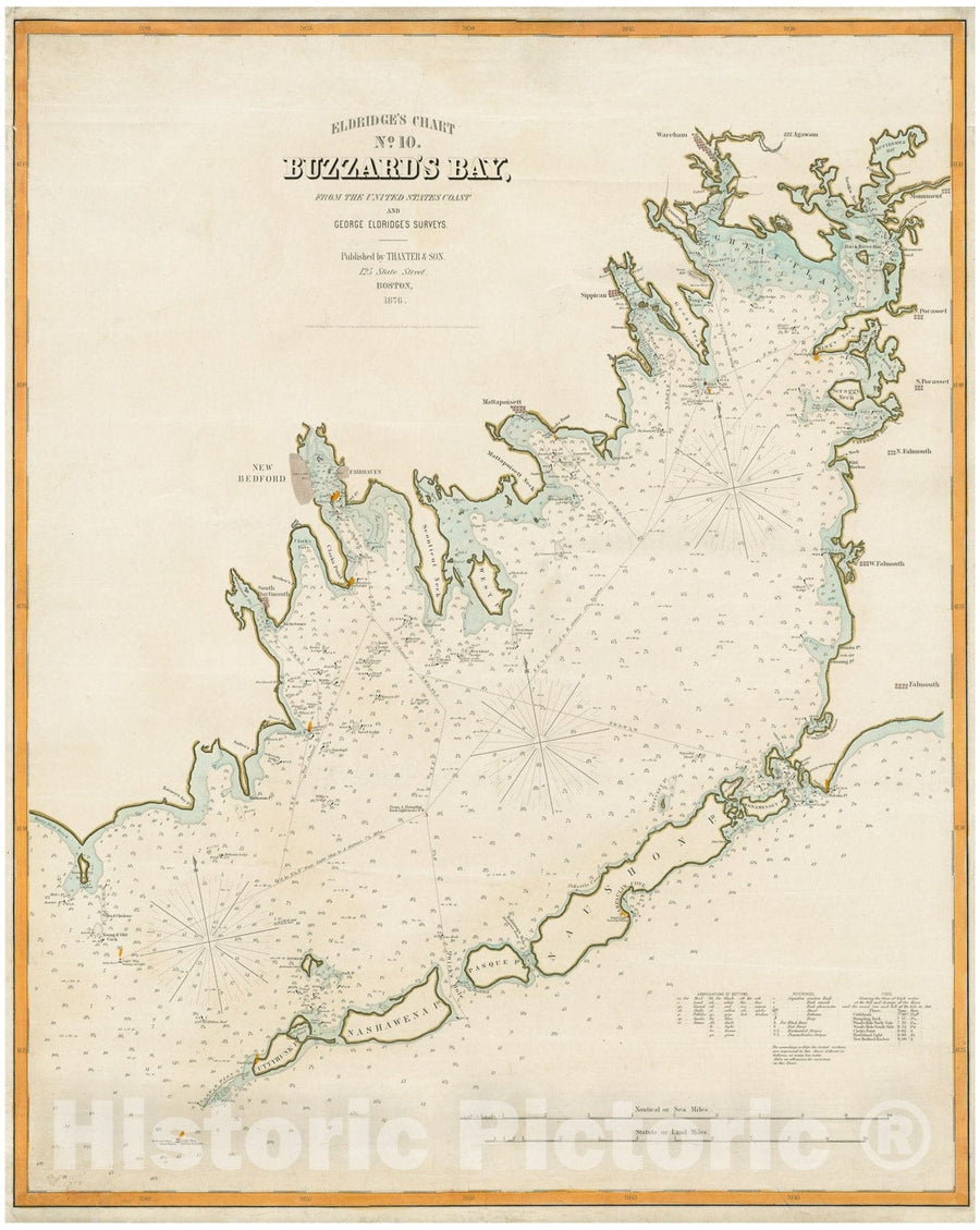 Historic Map : Eldridge Nautical Chart or Map of Buzzard Bay, Massachu ...