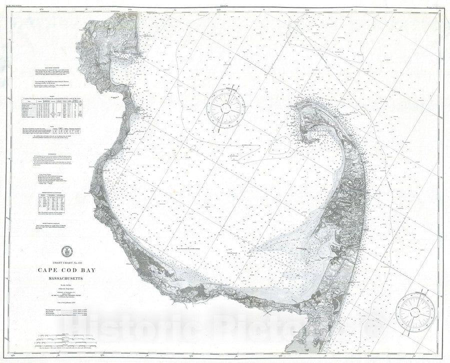 Historic Map : U.S. Coast Survey Nautical Chart or Map of Cape Cod, Ma ...