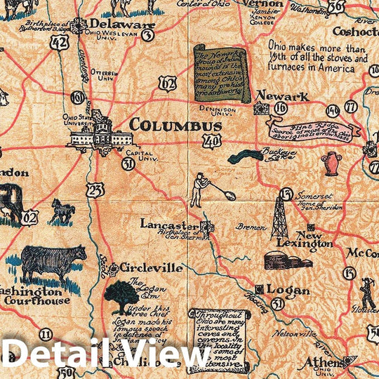 Historic Map : Sewah Studios Pictorial Map of Ohio (The Chicago World ...