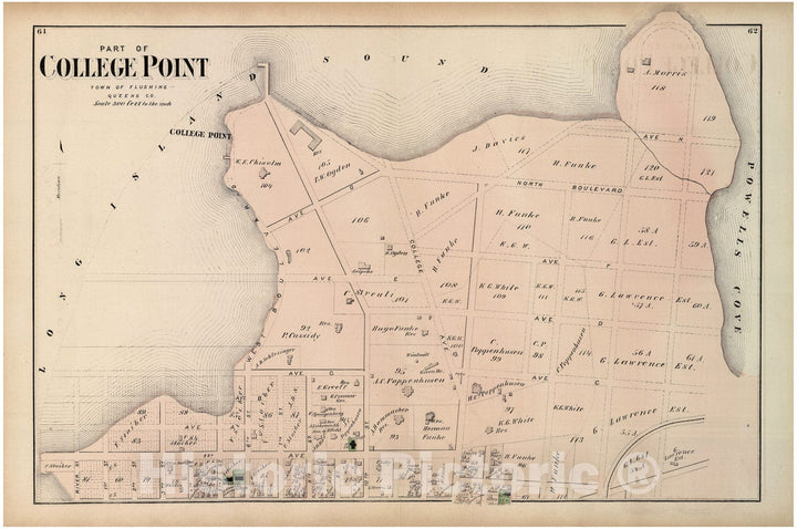 Historic Map : Beers Map of College Point (Flushing), Queens, New York ...