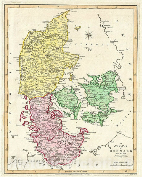 Historic Map : Wilkinson Map of Denmark and Holstein, 1793, Vintage Wa ...