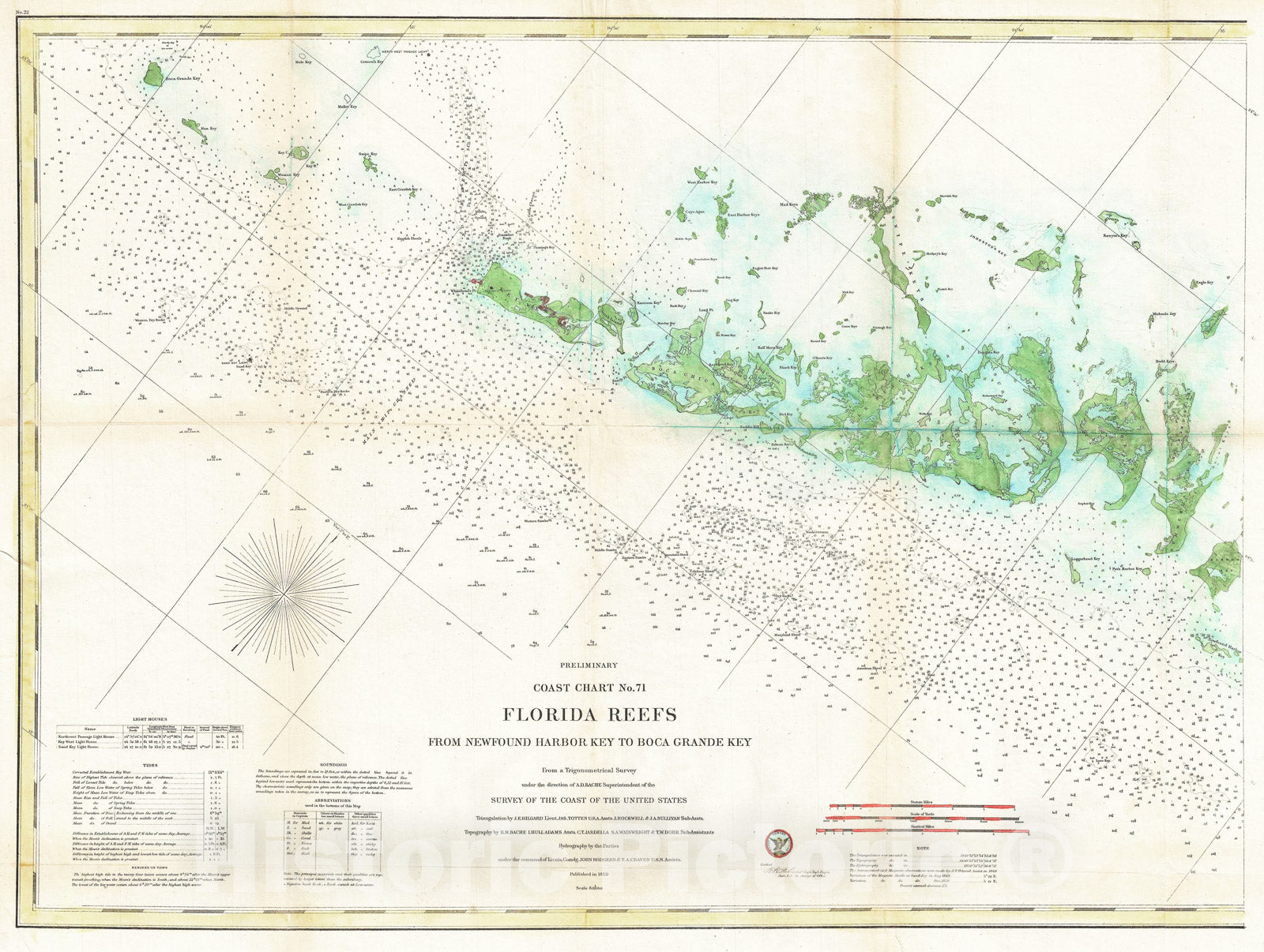 Historic Map : U.S. Coast Survey Nautical Chart or Map of The Florida ...