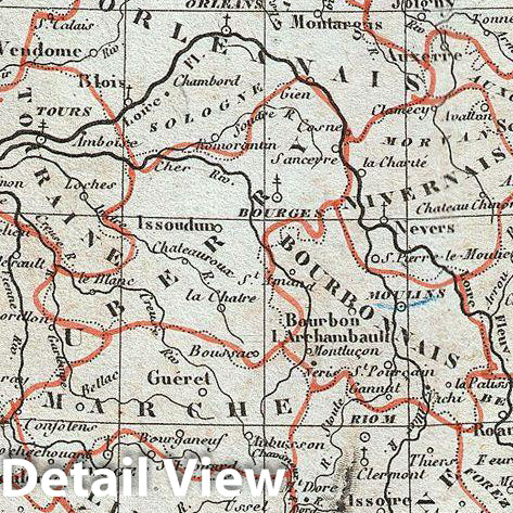 Historic Map : Bocage Map of France in Provinces, 1852, Vintage Wall A ...