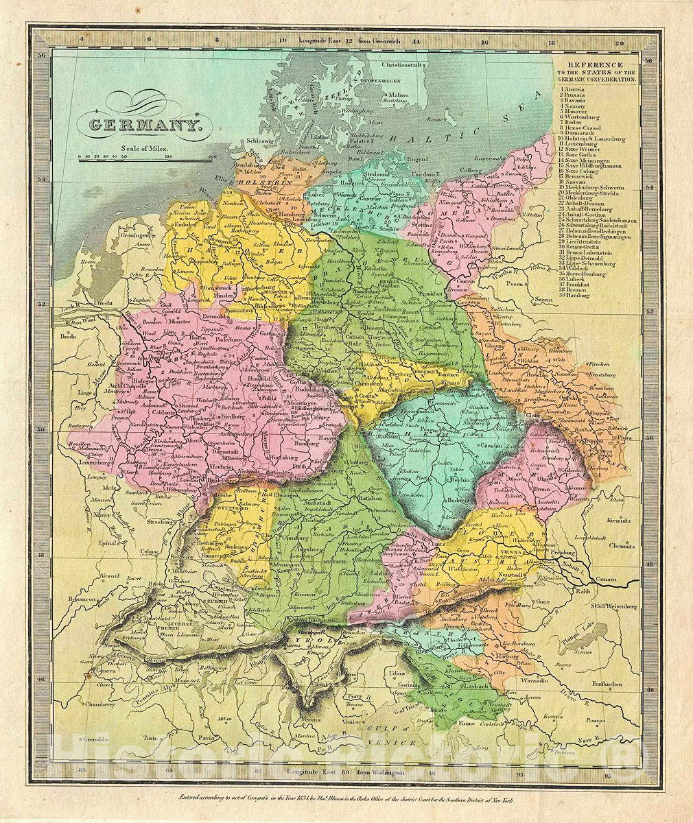 Historic Map : Burr Map of Germany, 1834, Vintage Wall Art – Historic ...