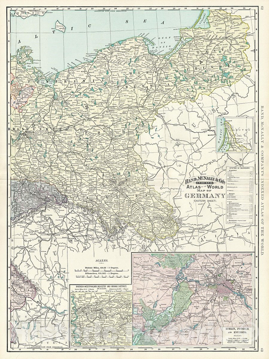 Historic Map : Rand McNally Map of Eastern Germany and Prussia, 1891 ...