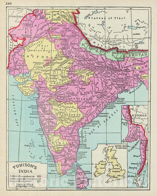Historic Map : Tunison Map of India, 1887, Vintage Wall Art – Historic ...