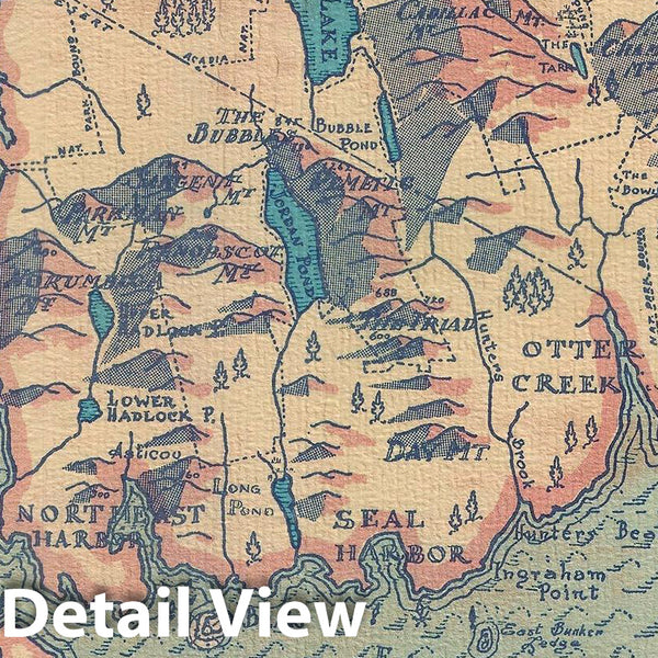 Historic Map : Luther S. Phillips Pictorial Map of Mount Desert Island ...