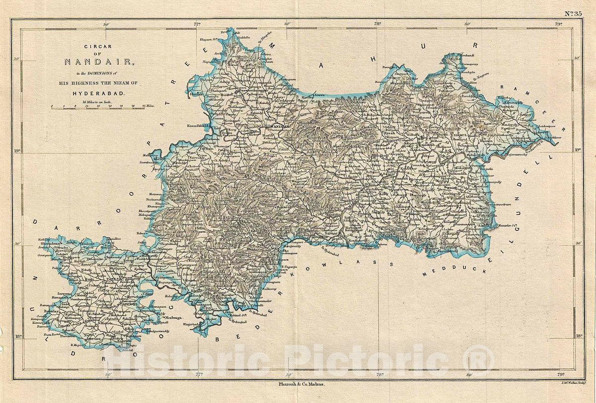 Historic Map : Pharoah Map of Nanded and Adilabad District in Maharash ...