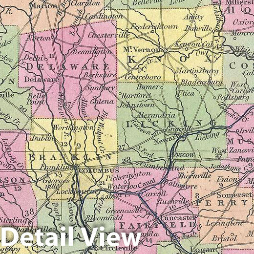 Historic Map : Burrows, Mitchell Map of Ohio, 1846, Vintage Wall Art ...
