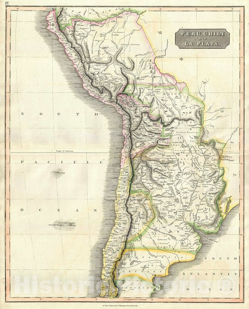 Historic Map : Thomson Map of Peru, Chile and Argentina, 1817, Vintage ...