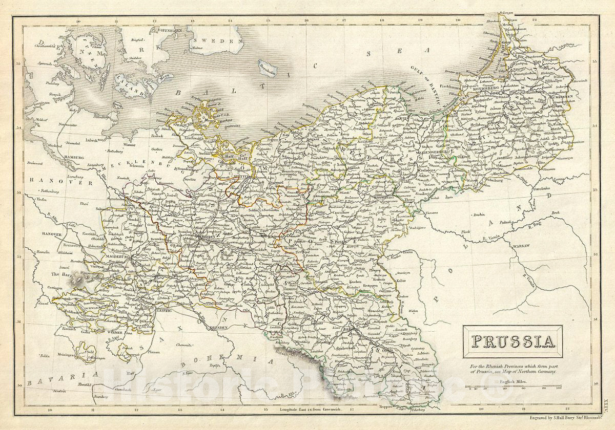 Historic Map : Black Map of Prussia, 1844, Vintage Wall Art – Historic ...