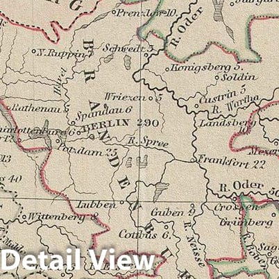 Historic Map : Chambers Map of Prussia, Germany, 1845, Vintage Wall Ar ...