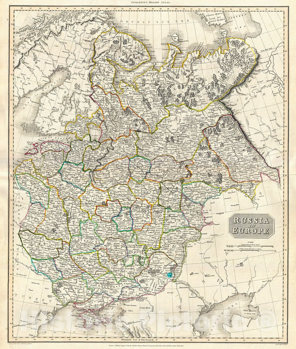 Historic Map : Pinkerton Antique Map of European Russia, 1811, Vintage ...