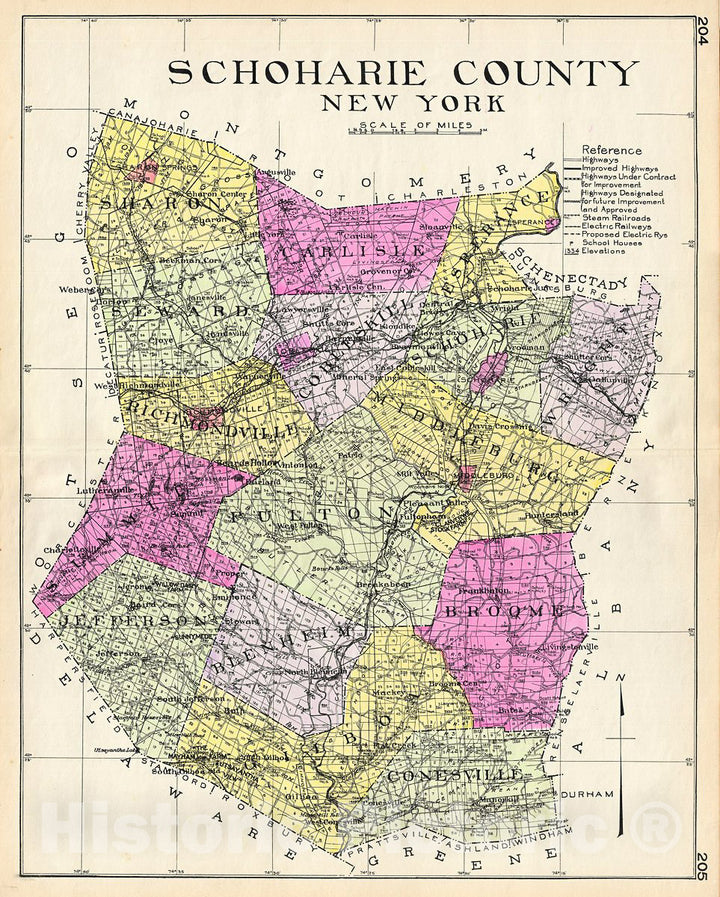 Historic Map : Century Map of Schoharie County, New York, 1912, Vintag ...