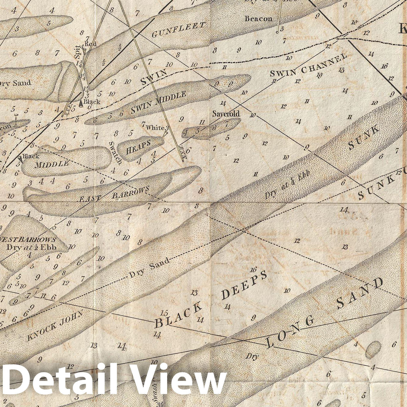 Historic Map : George Burn Nautical Chart of The Thames River Entrance ...