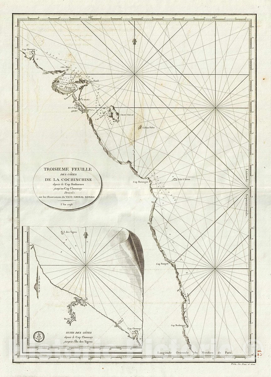 Historic Map : Depot de la Marine Nautical Chart or Map of The Coast o ...