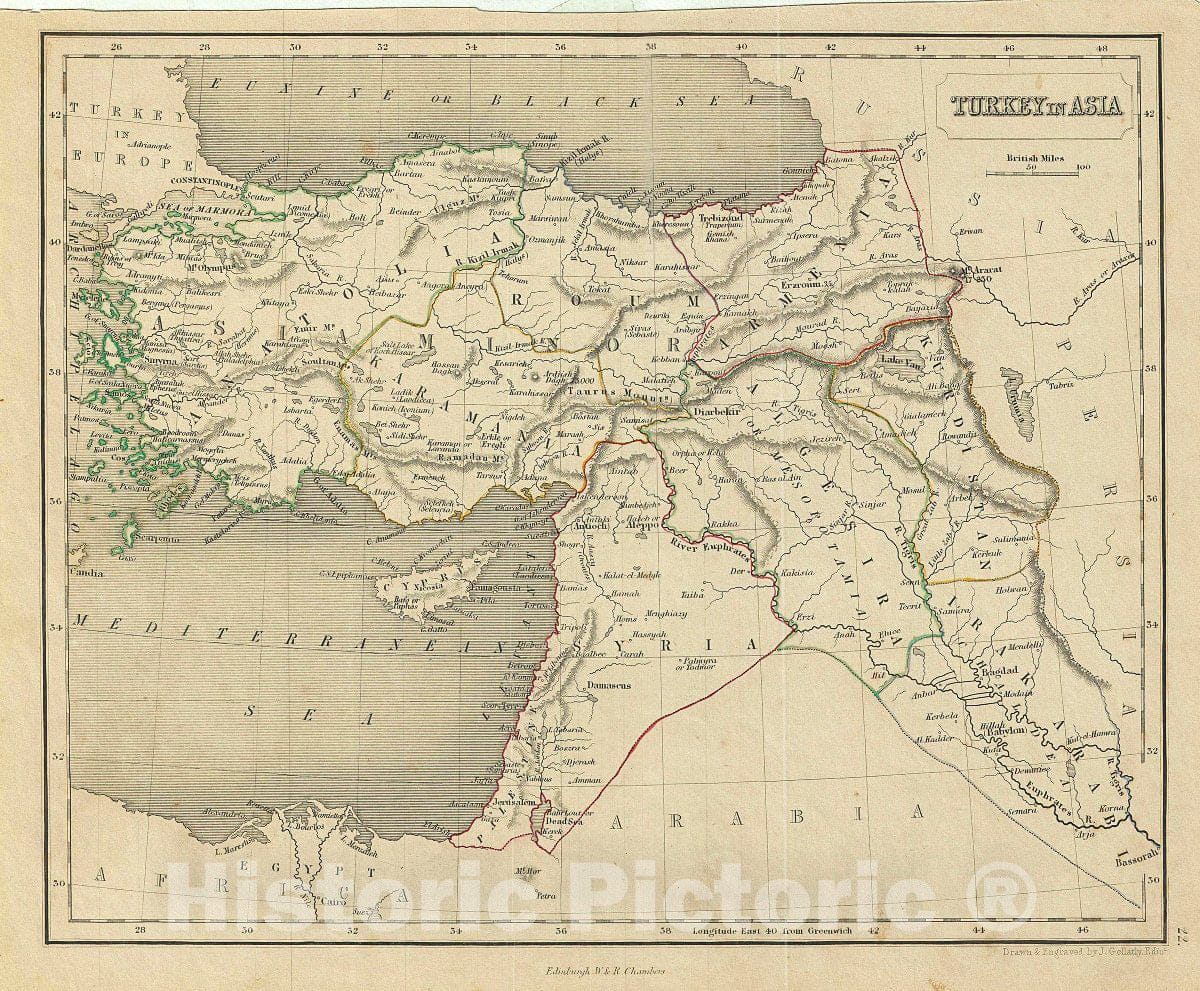 Historic Map : Chambers Map of Turkey in Asia, 1845, Vintage Wall Art ...