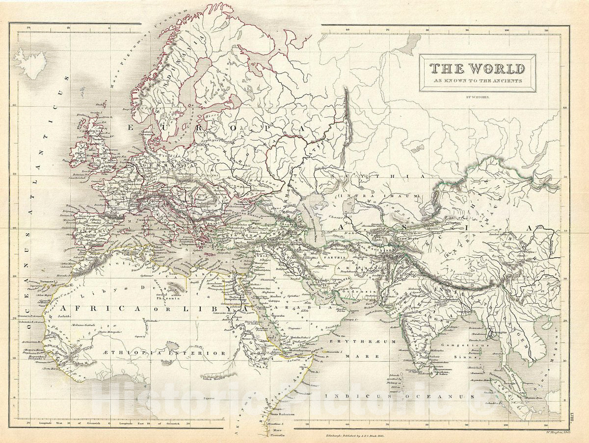 Historic Map : Black Map of The Ancient World, 1844, Vintage Wall Art ...