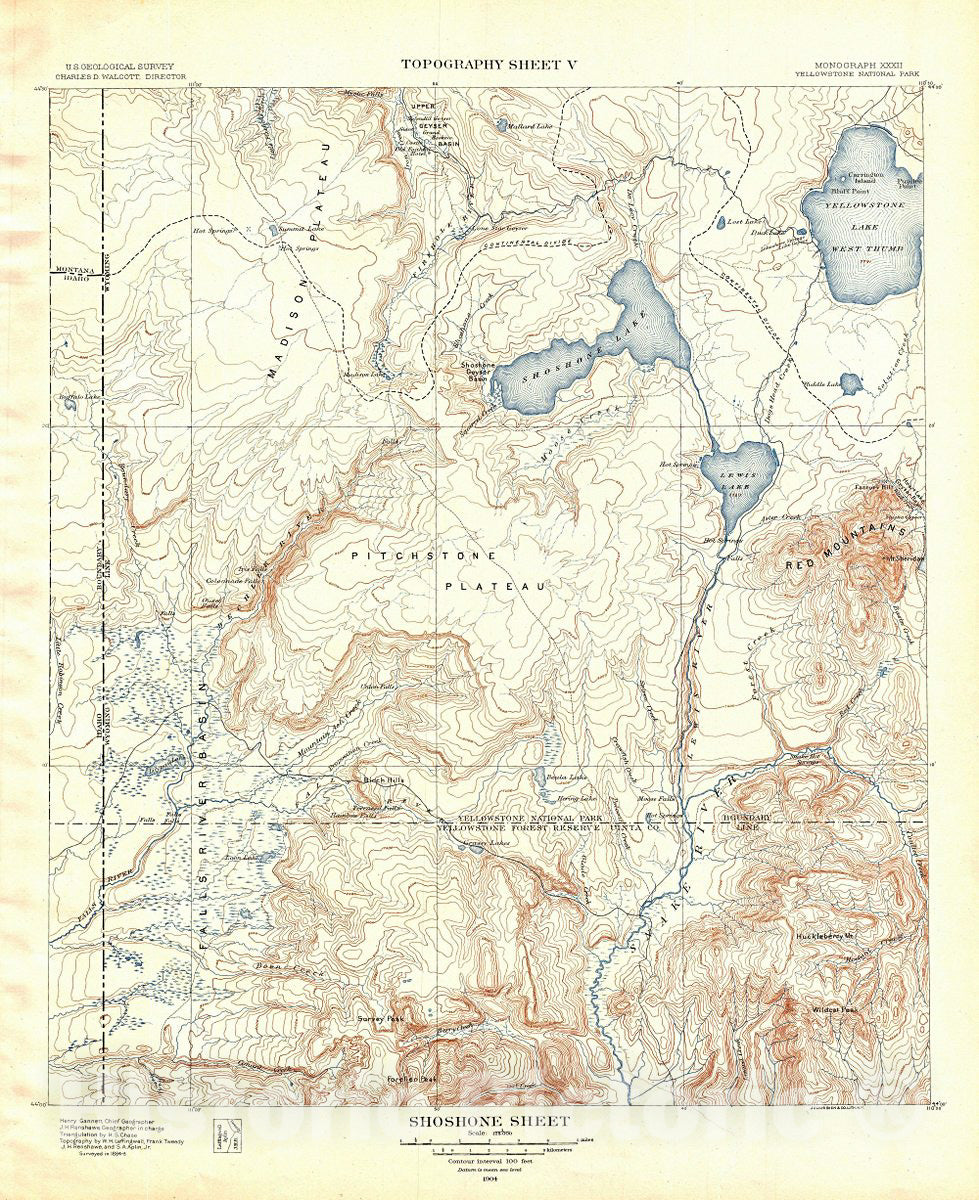Historic Map : USGS Topographic Map of Shoshone, Yellowstone National ...