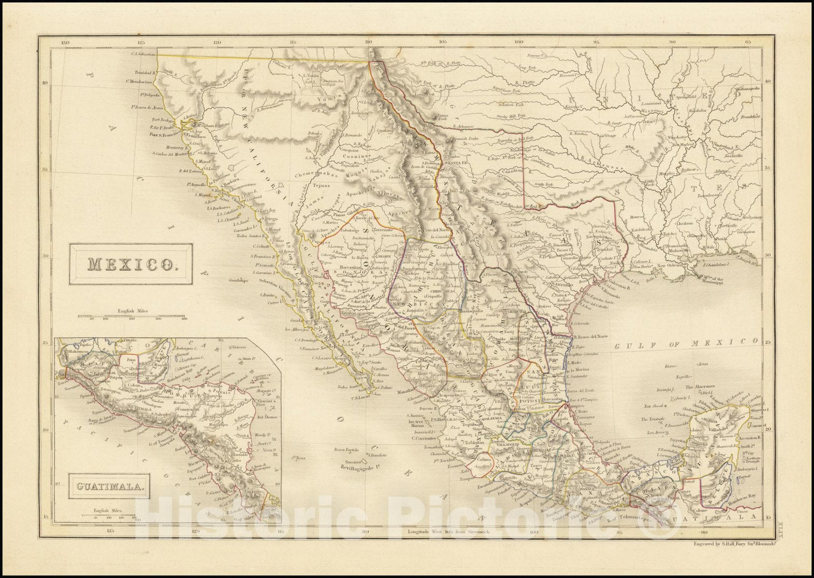 Historic Map : Mexico , 1844, Vintage Wall Art – Historic Pictoric