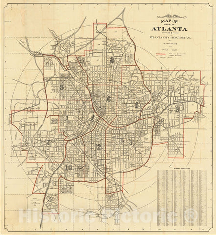 Historic Map : 1898 Atlanta : Vintage Wall Art - Historic Pictoric