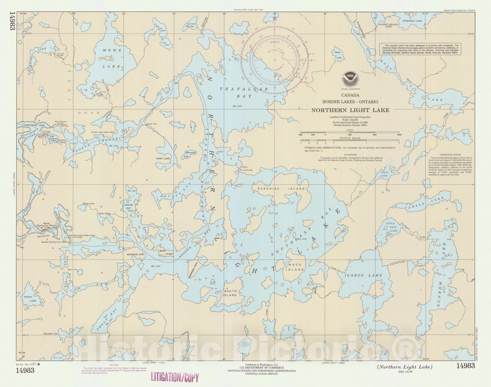 Historic Nautical Map - Northern Light Lake, MN, 1991 NOAA Chart - Vin ...