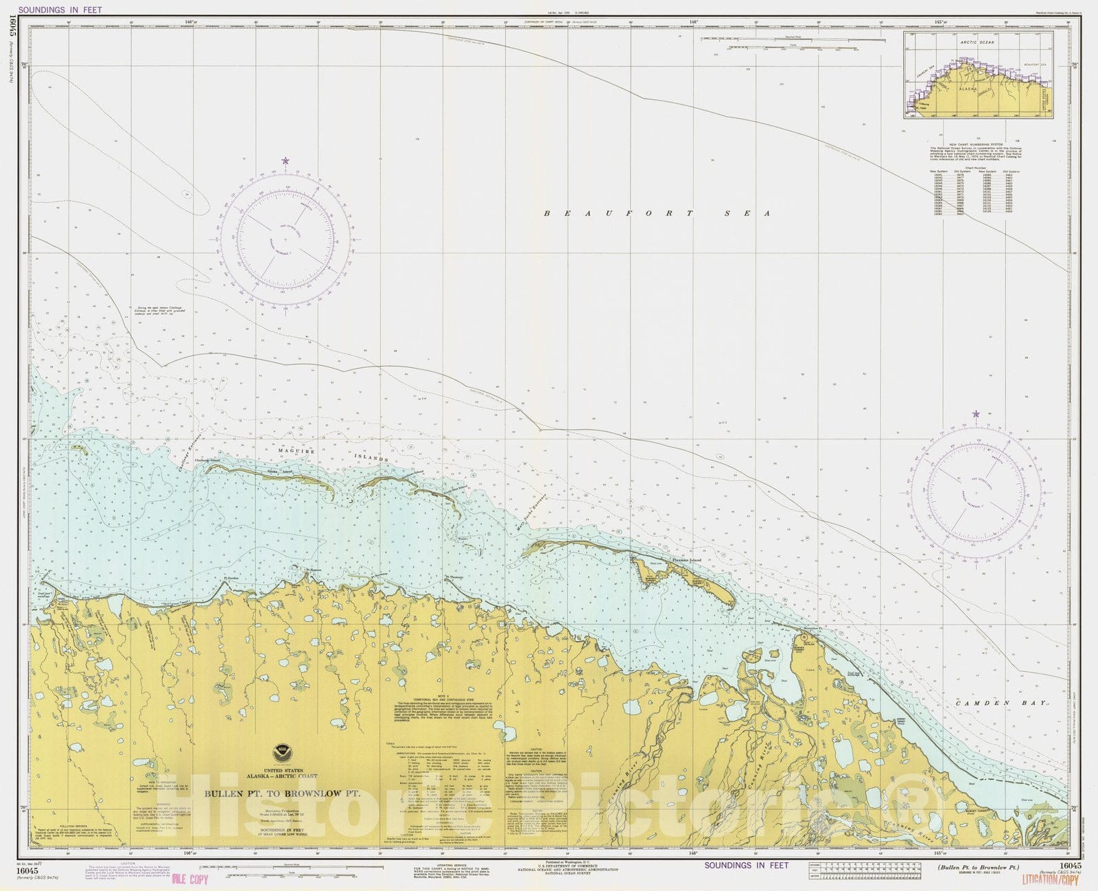 Historic Nautical Map - Bullen Pt To Brownlow Pt, AK, 1977 NOAA Chart ...