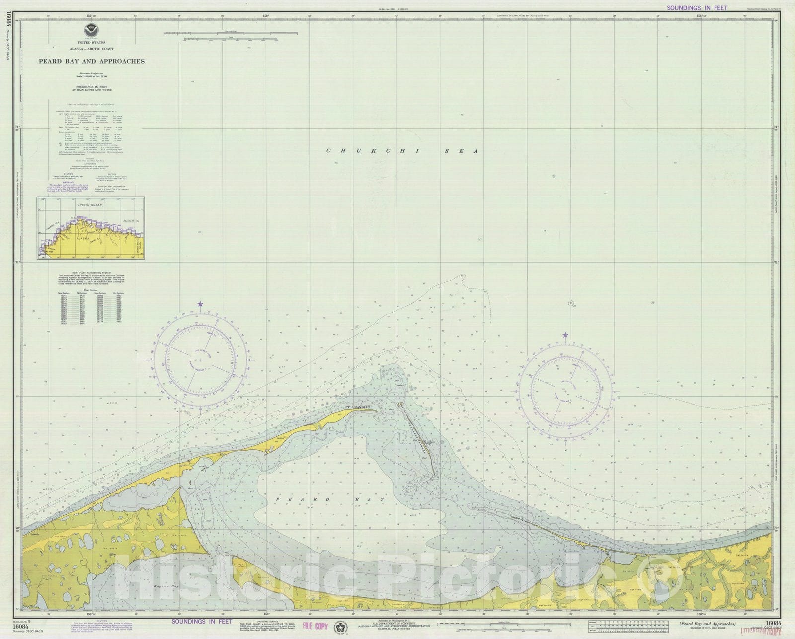 Historic Nautical Map - Peard Bay And Approaches, AK, 1975 NOAA Chart ...