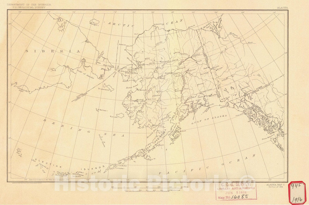 Historic Nautical Map - Alaska Map C, AK, 1916 NOAA Chart - Vintage Wa ...
