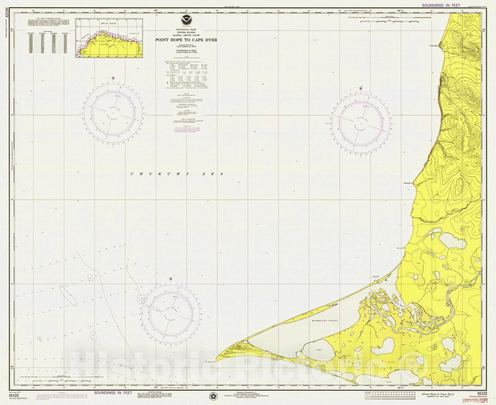 Historic Nautical Map - Point Hope To Cape Dyer, AK, 1975 NOAA Chart ...