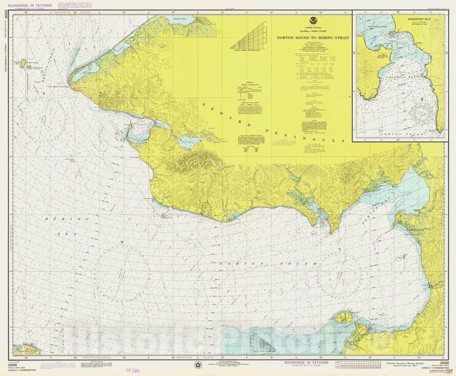 Historic Nautical Map - Norton Sound To Bering Strait, AK, 1976 NOAA C ...