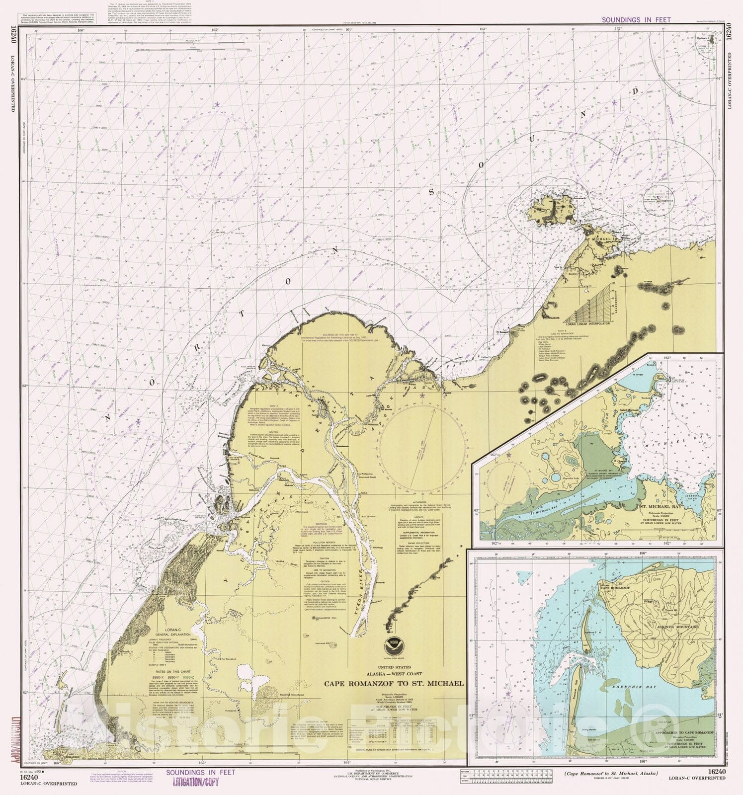 Historic Nautical Map - Cape Romanzof To St Michael, AK, 1990 NOAA Cha ...