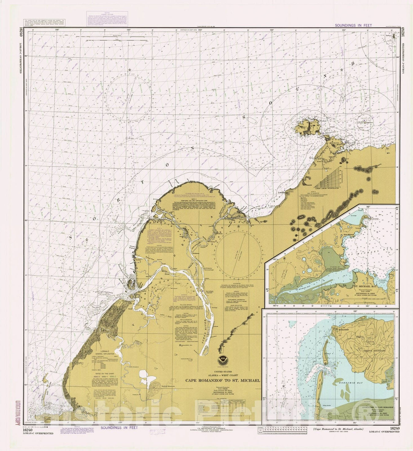 Historic Nautical Map - Cape Romanzof To St Michael, AK, 1984 NOAA Cha ...