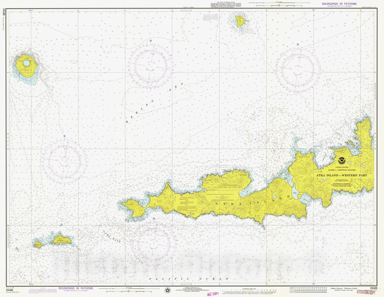 Historic Nautical Map - Atka Island - Western Part, AK, 1974 NOAA Char ...