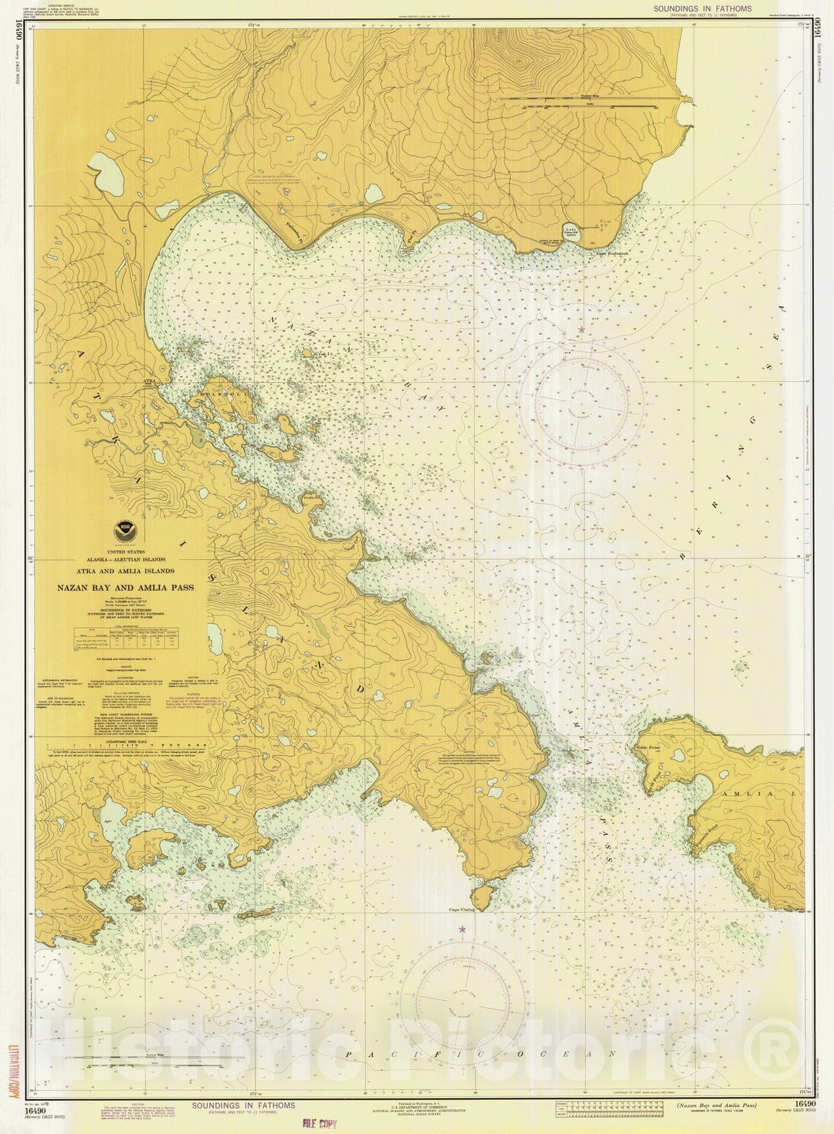 Historic Nautical Map - Nazan Bay And Amlia Pass, AK, 1978 NOAA Chart ...