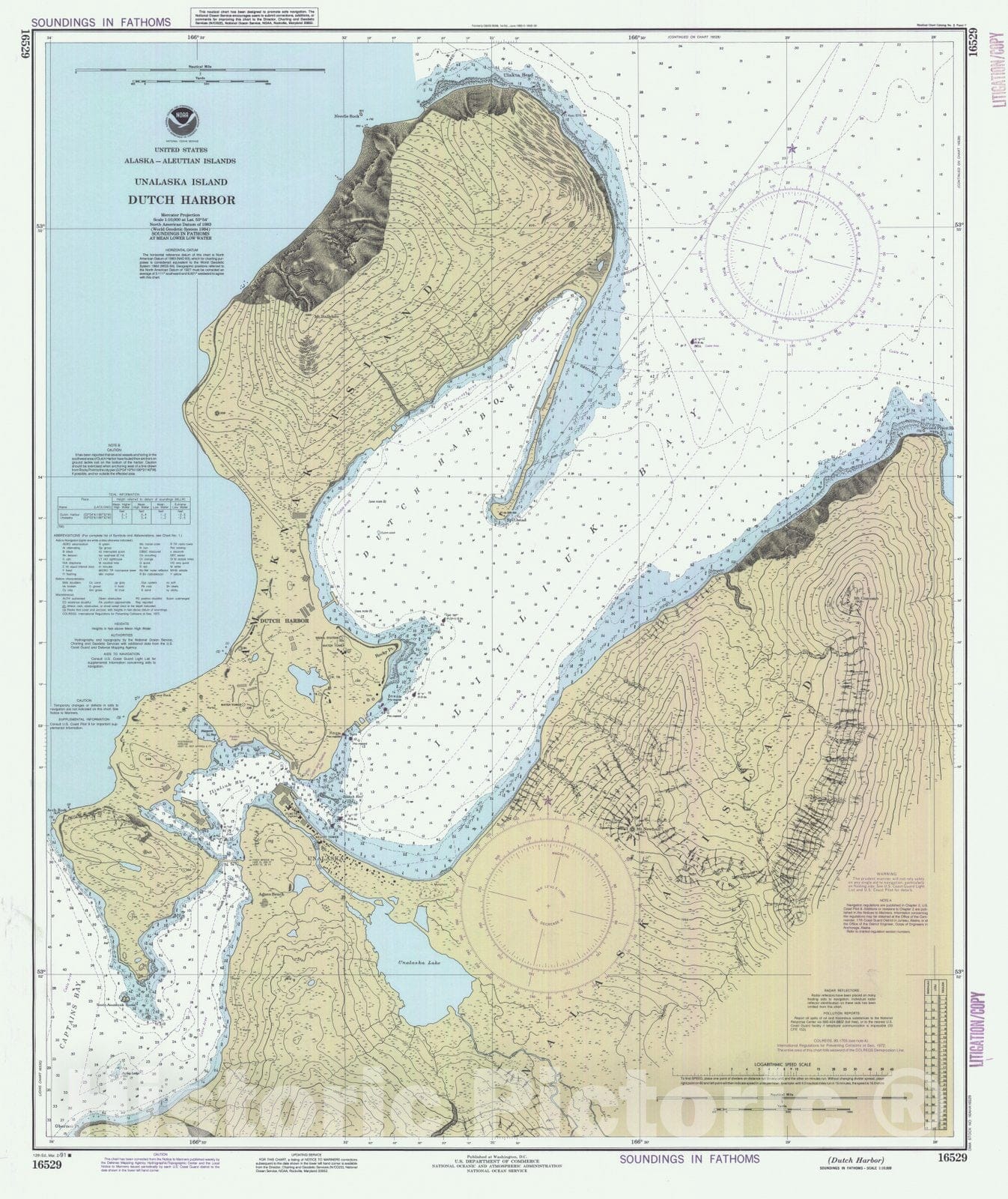 Historic Nautical Map - Dutch Harbor, AK, 1991 NOAA Chart - Vintage Wa ...