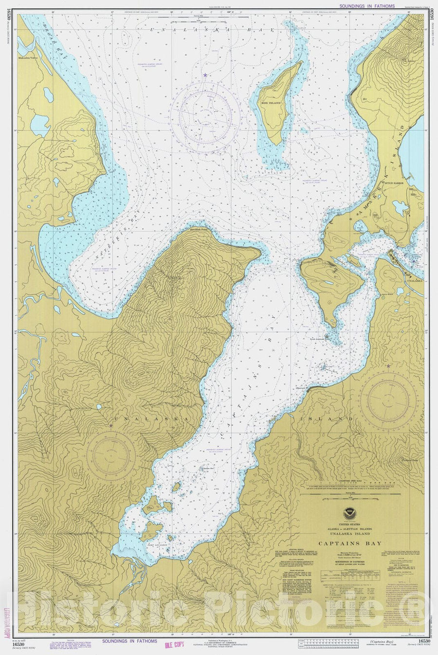Historic Nautical Map - Captains Bay, AK, 1977 NOAA Chart - Vintage Wa ...