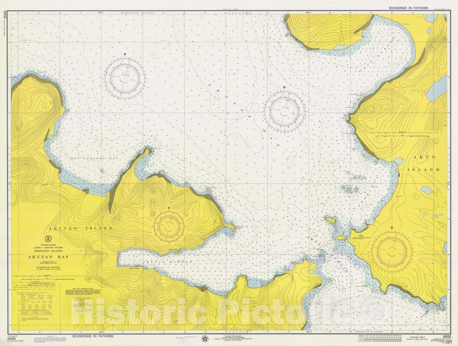 Historic Nautical Map - Akutan Bay, AK, 1974 NOAA Chart - Vintage Wall ...