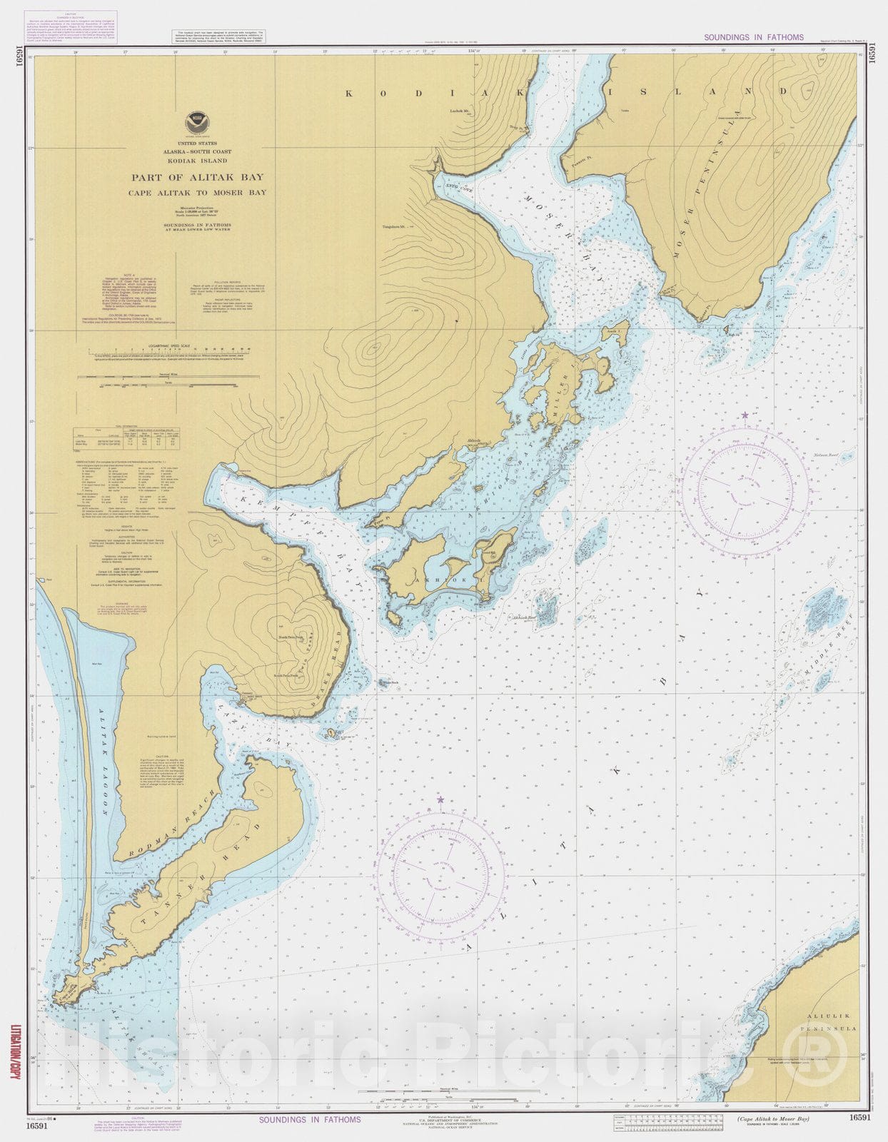 Historic Nautical Map - Cape Alitak To Moser Bay, AK, 1986 NOAA Chart ...