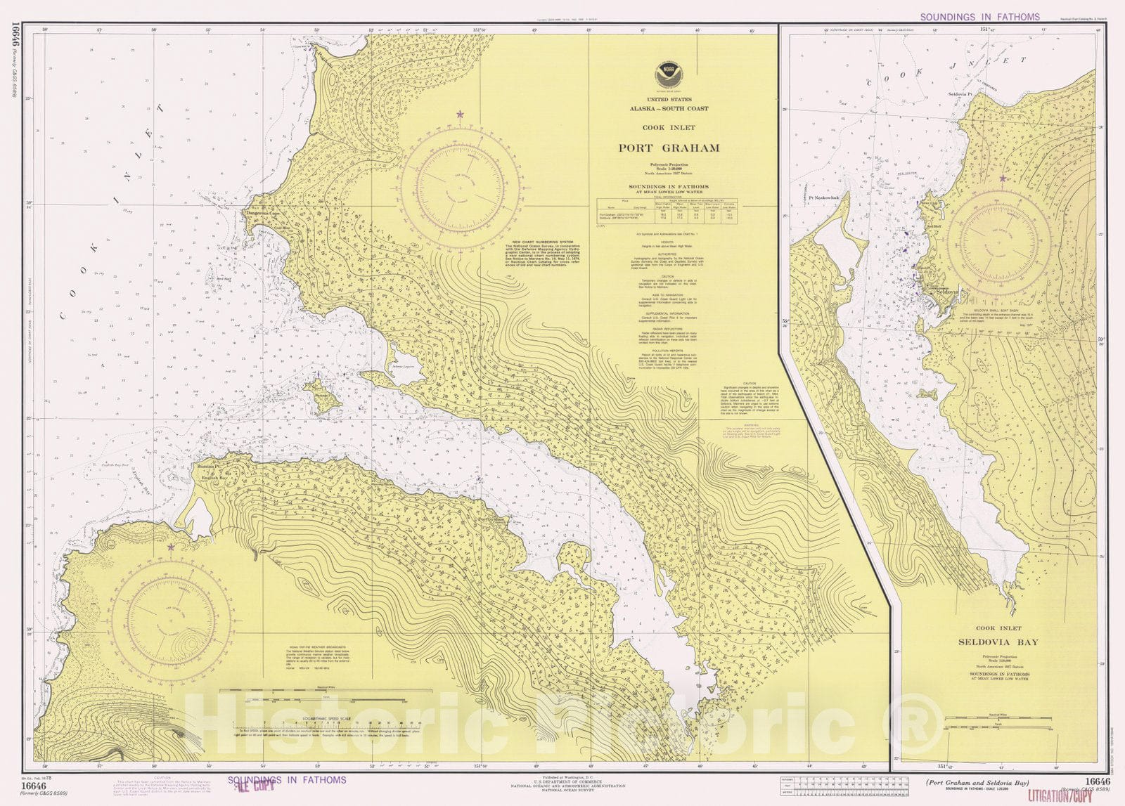 Historic Nautical Map - Port Graham And Seldovia Bay, AK, 1978 NOAA Ch ...