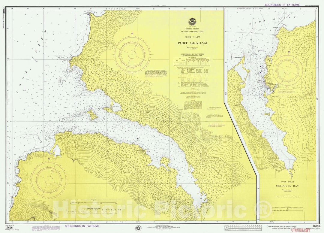 Historic Nautical Map - Port Graham And Seldovia Bay, AK, 1975 NOAA Ch ...