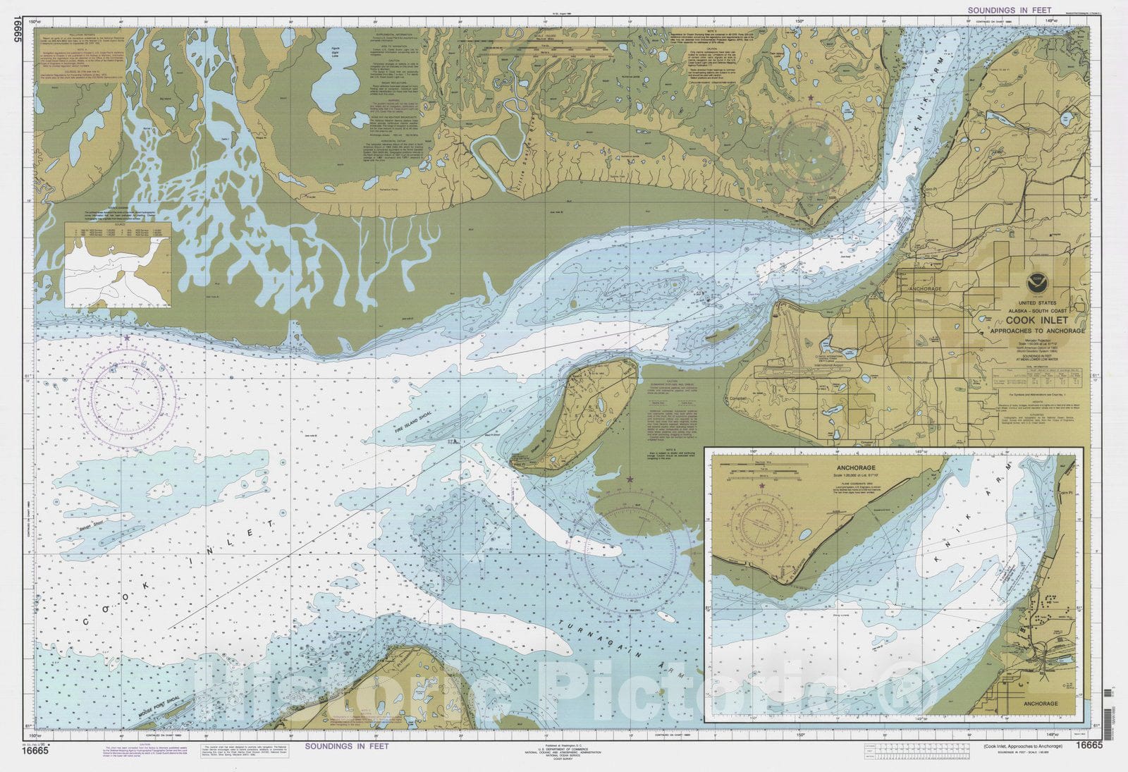 Historic Nautical Map - Cook Inlet Approaches To Anchorage, AK, 1996 N ...