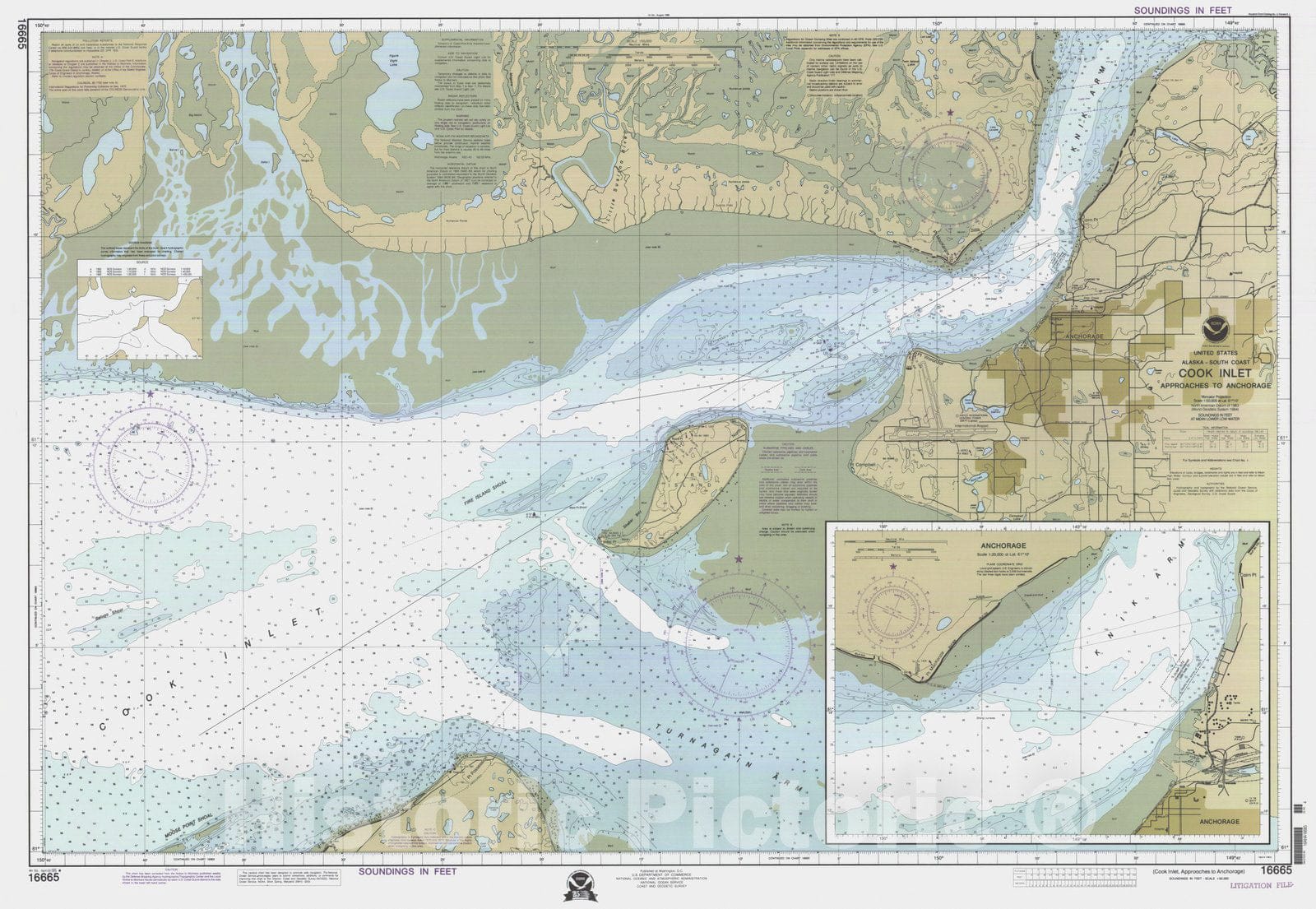 Historic Nautical Map - Cook Inlet Approaches To Anchorage, AK, 1995 N ...